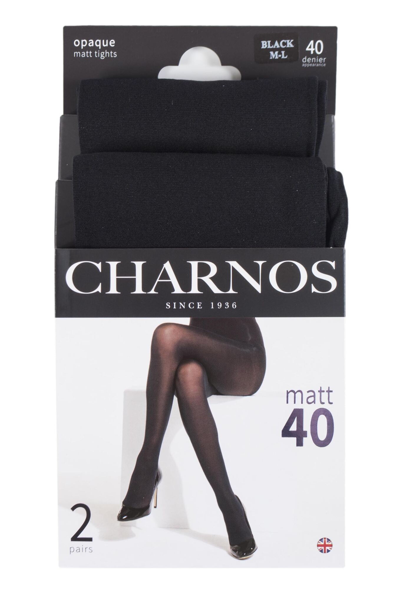 Ladies 2 Pair Charnos 40 Denier Tights with Comfort Top From SOCKSHOP