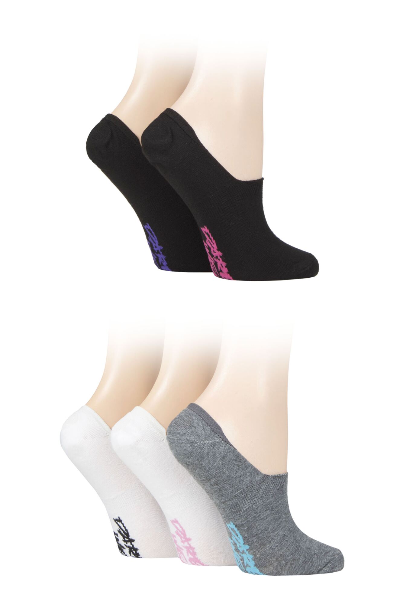 Ladies 5 Pair Dare to Wear No Show Socks