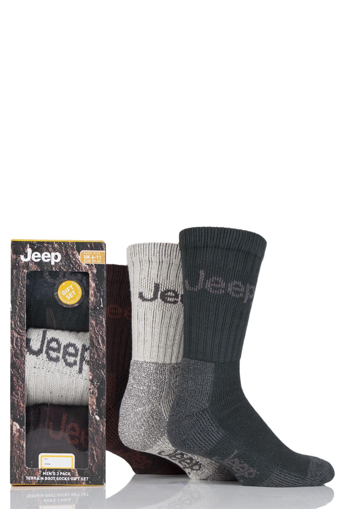 Mens 3 Pair Jeep Luxury Terrain Socks Gift Box from SockShop