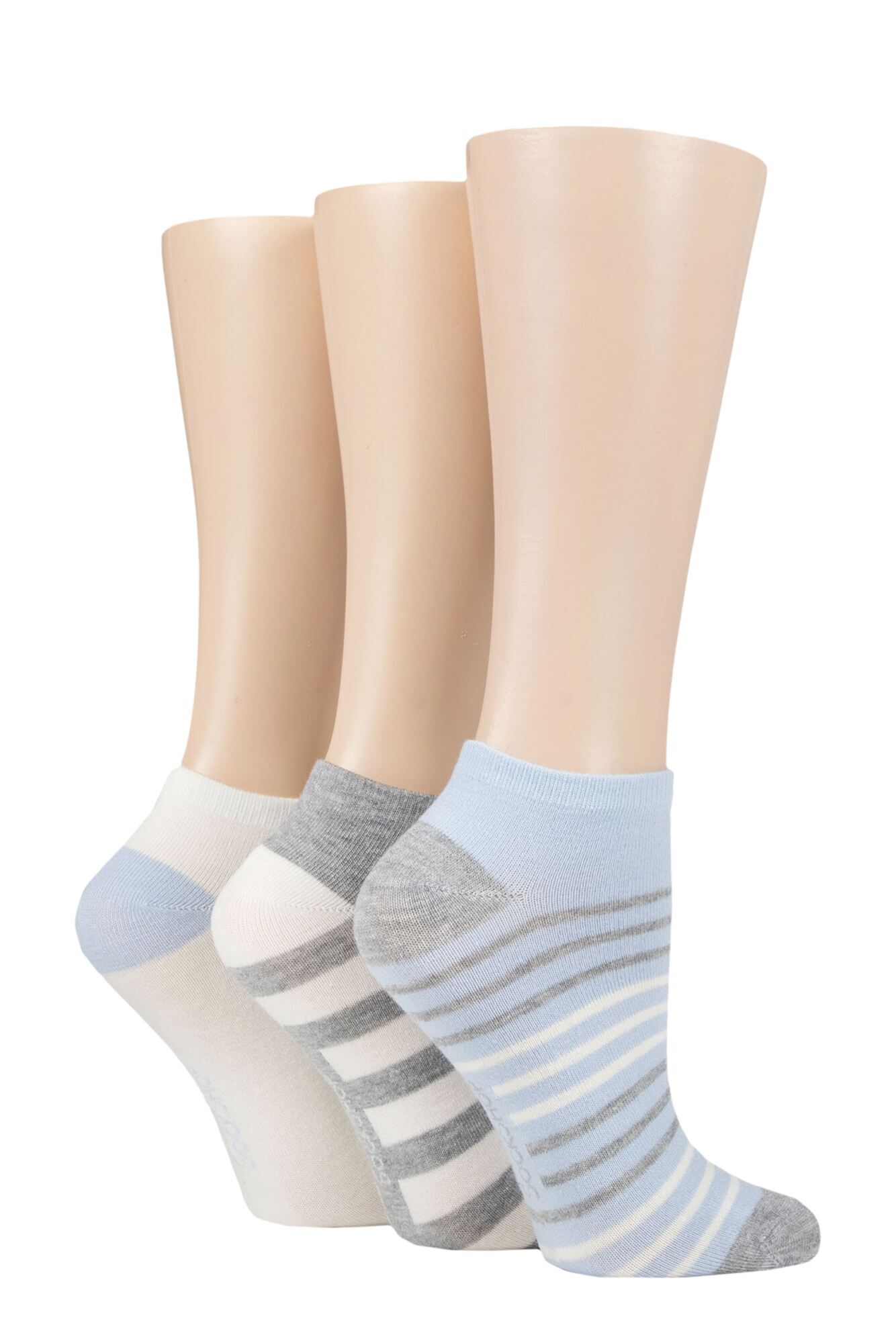 Ladies 3 Pair SOCKSHOP Striped, Plain, Ribbed and Mesh Bamboo Trainer ...