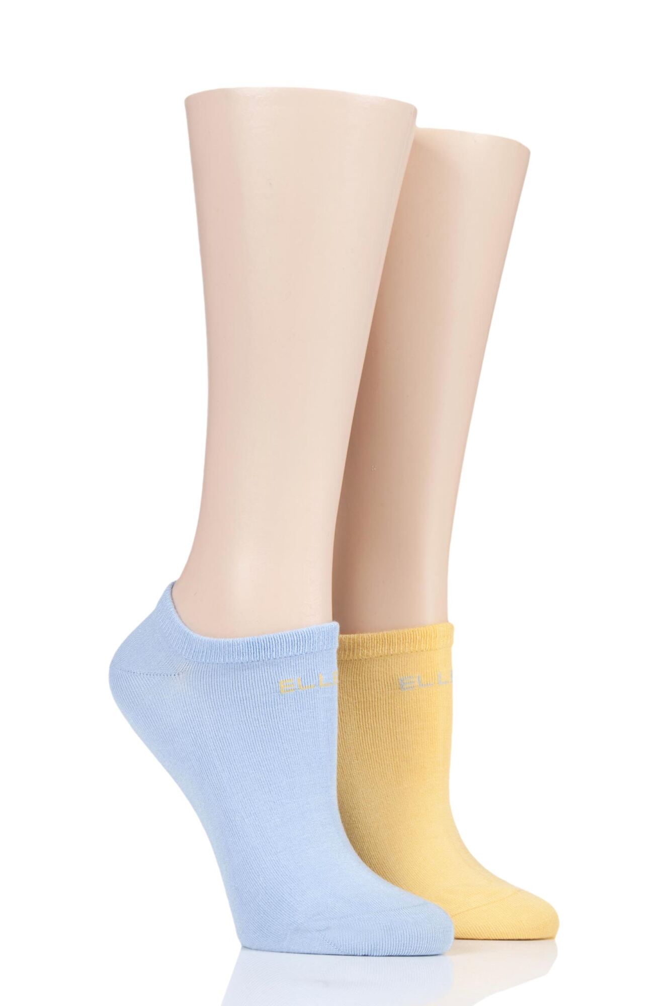 Ladies 2 Pair Elle Plain, Patterned and Striped Bamboo No Show Socks