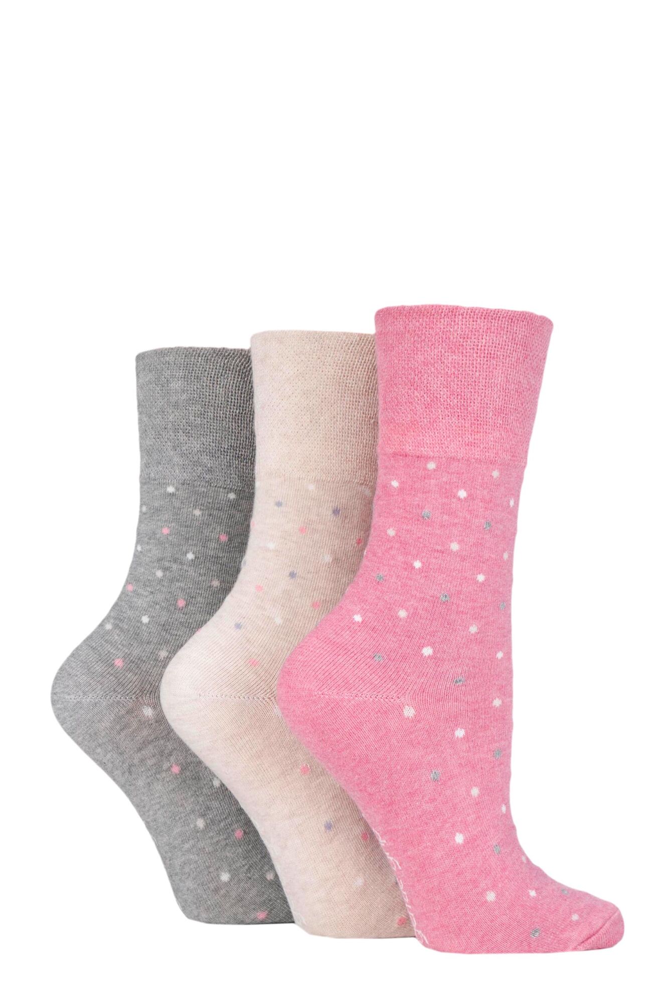 Ladies 3 Pair Gentle Grip Patterned and Striped Socks from SockShop