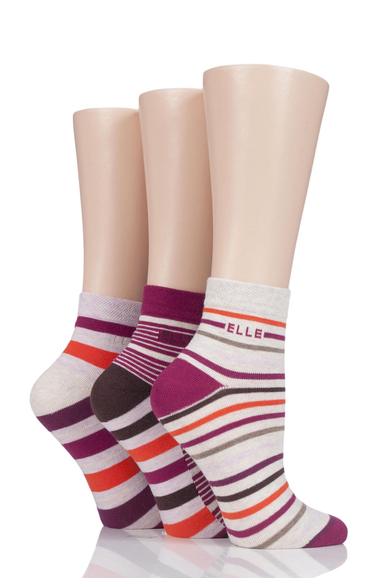 Ladies Elle Striped Cotton Ankle Socks from SOCKSHOP