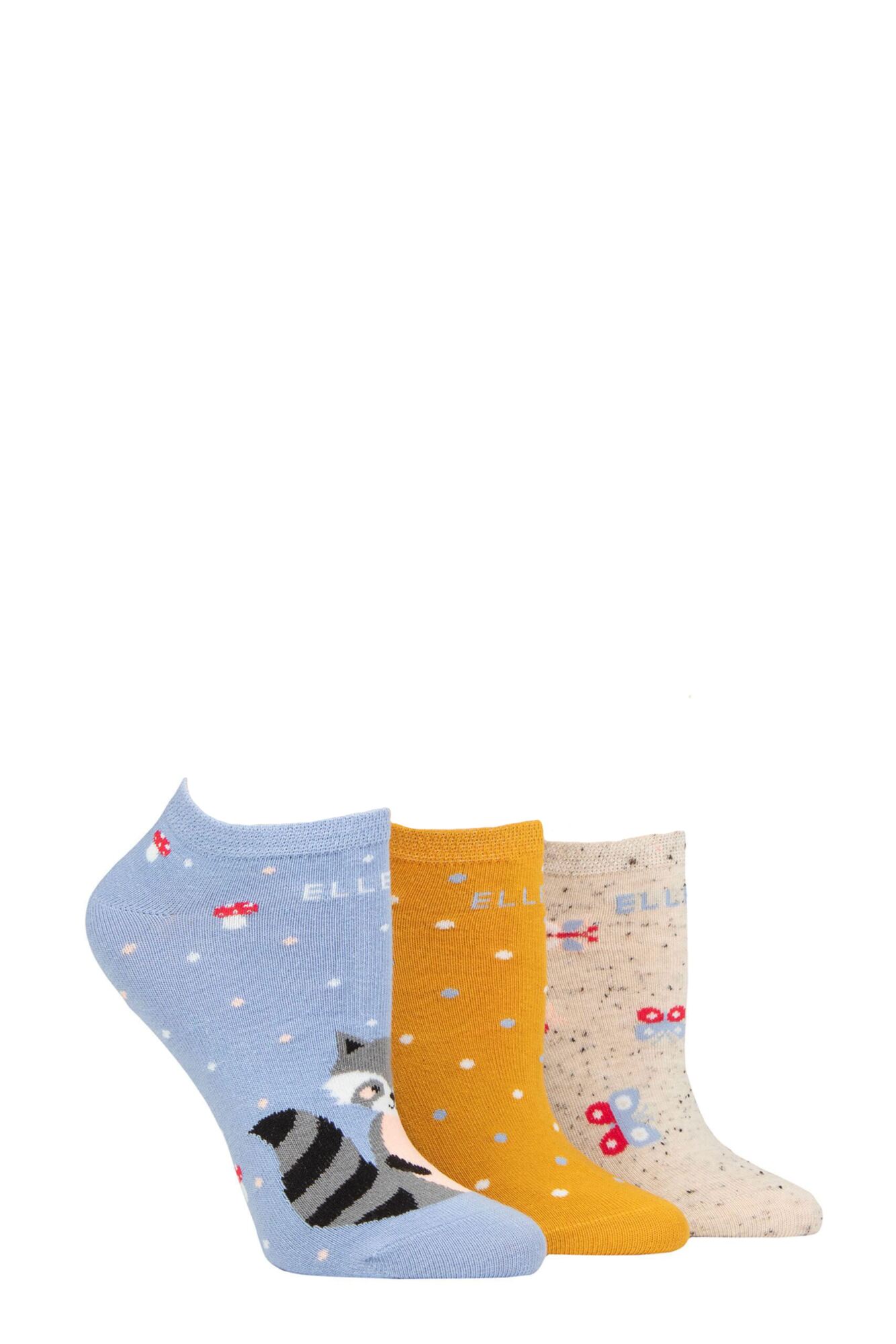 Ladies Elle Patterned Cotton No Show Socks | SOCKSHOP