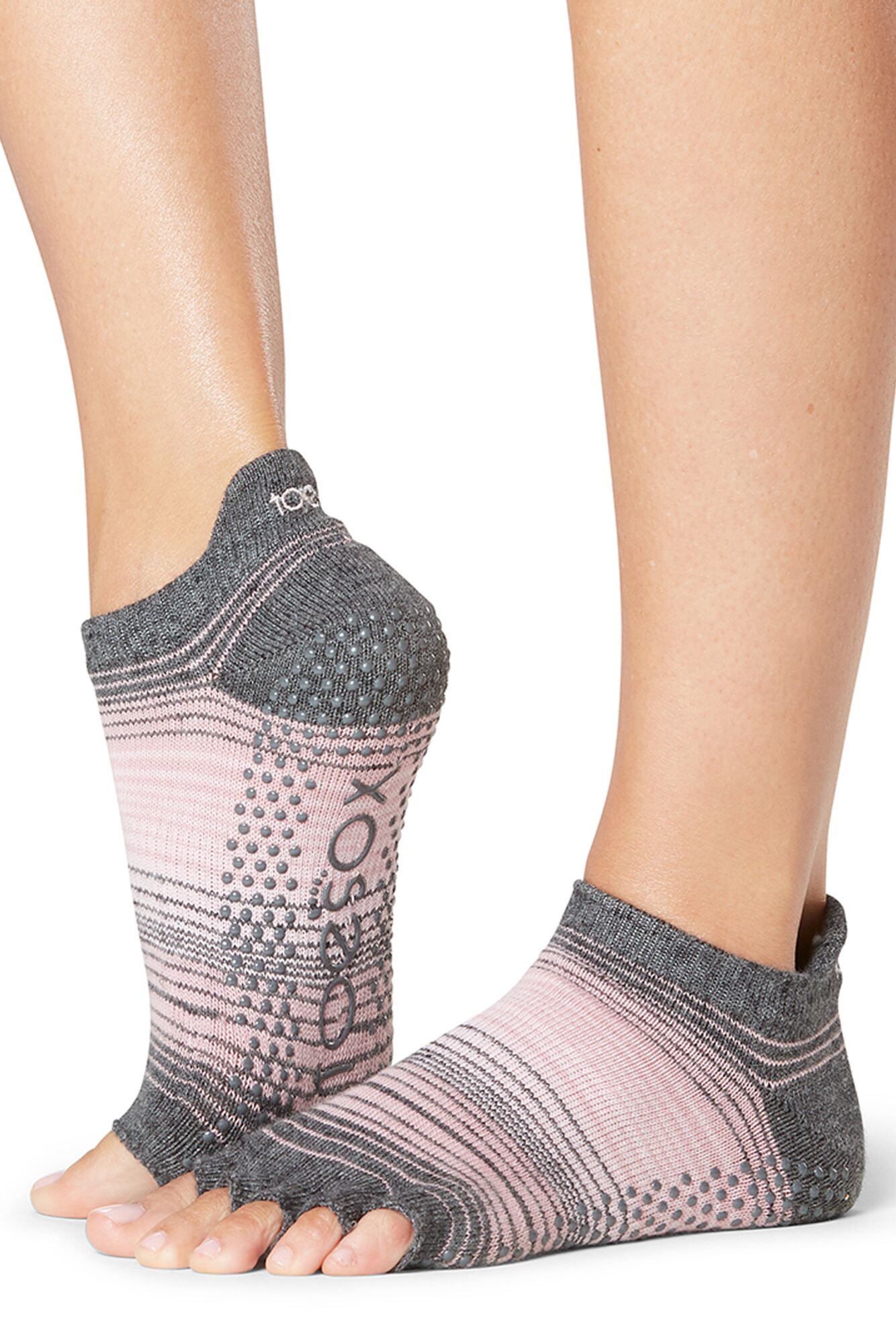 ToeSox Half Toe Organic Cotton Low Rise Yoga Socks In Black