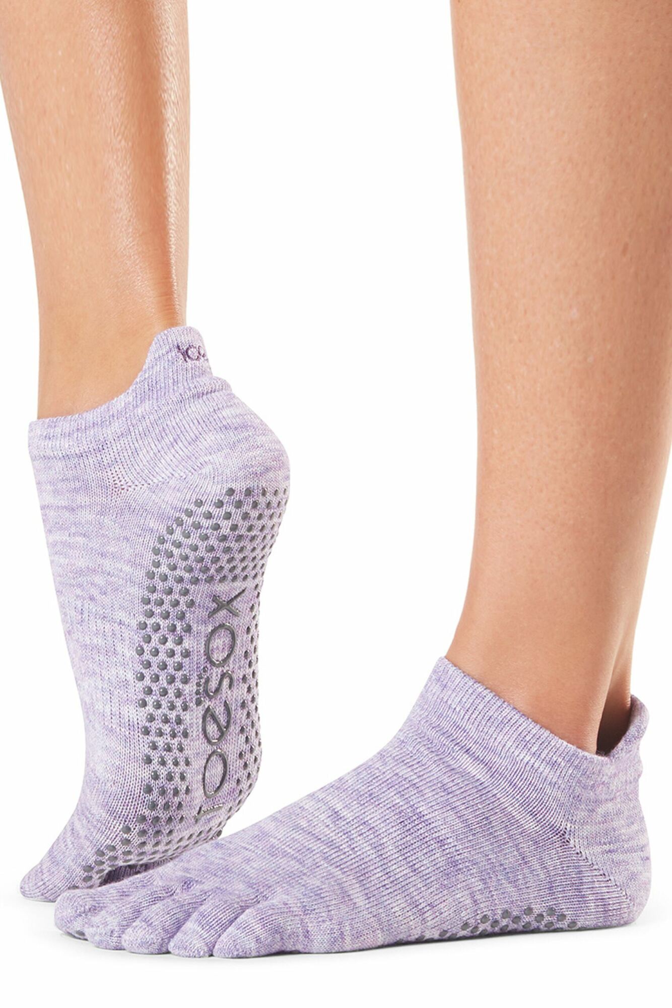 ToeSox Full Toe Organic Cotton Low Rise Yoga Socks In Fuchsia