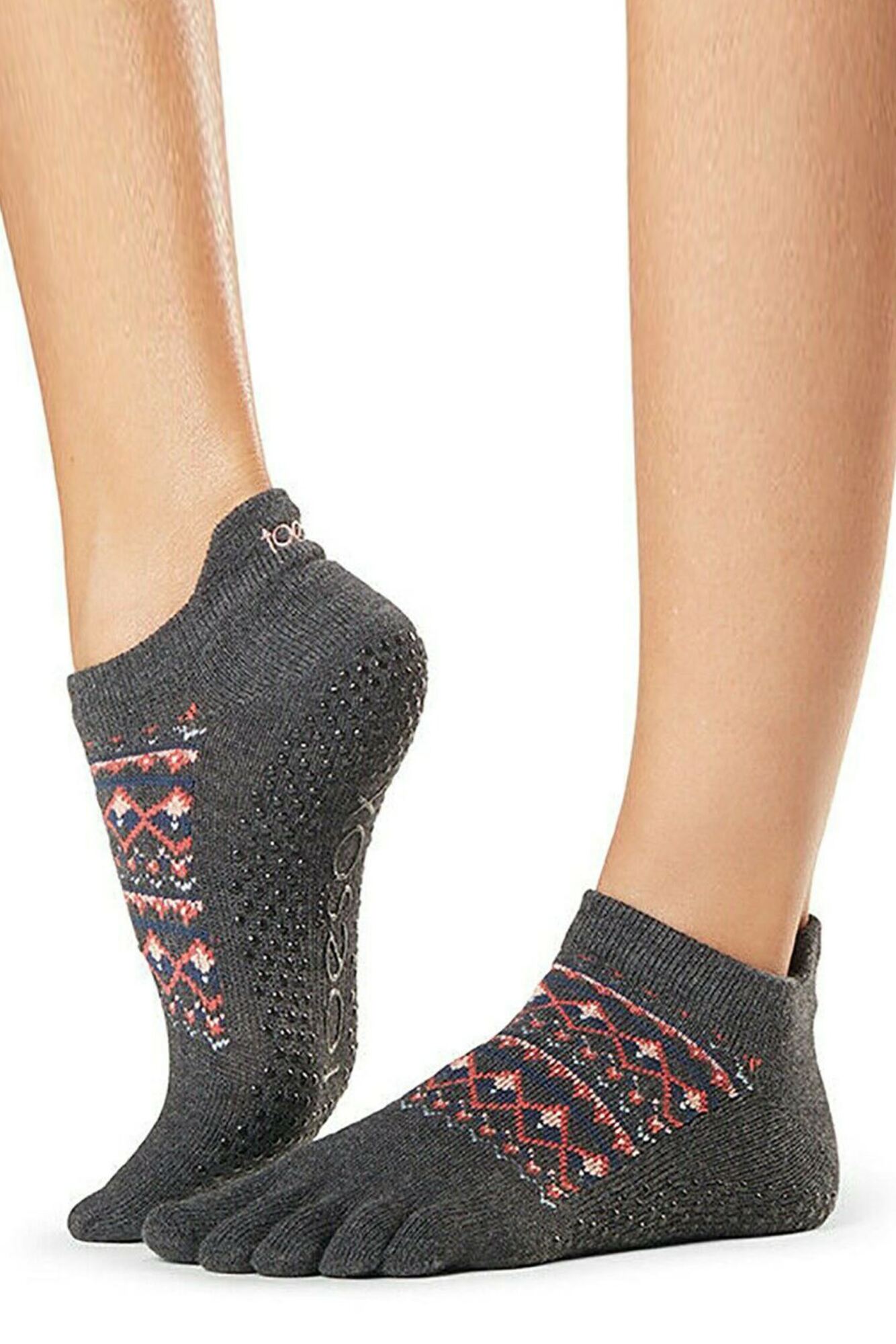 ToeSox Full Toe Organic Cotton Low Rise Yoga Socks In Fuchsia