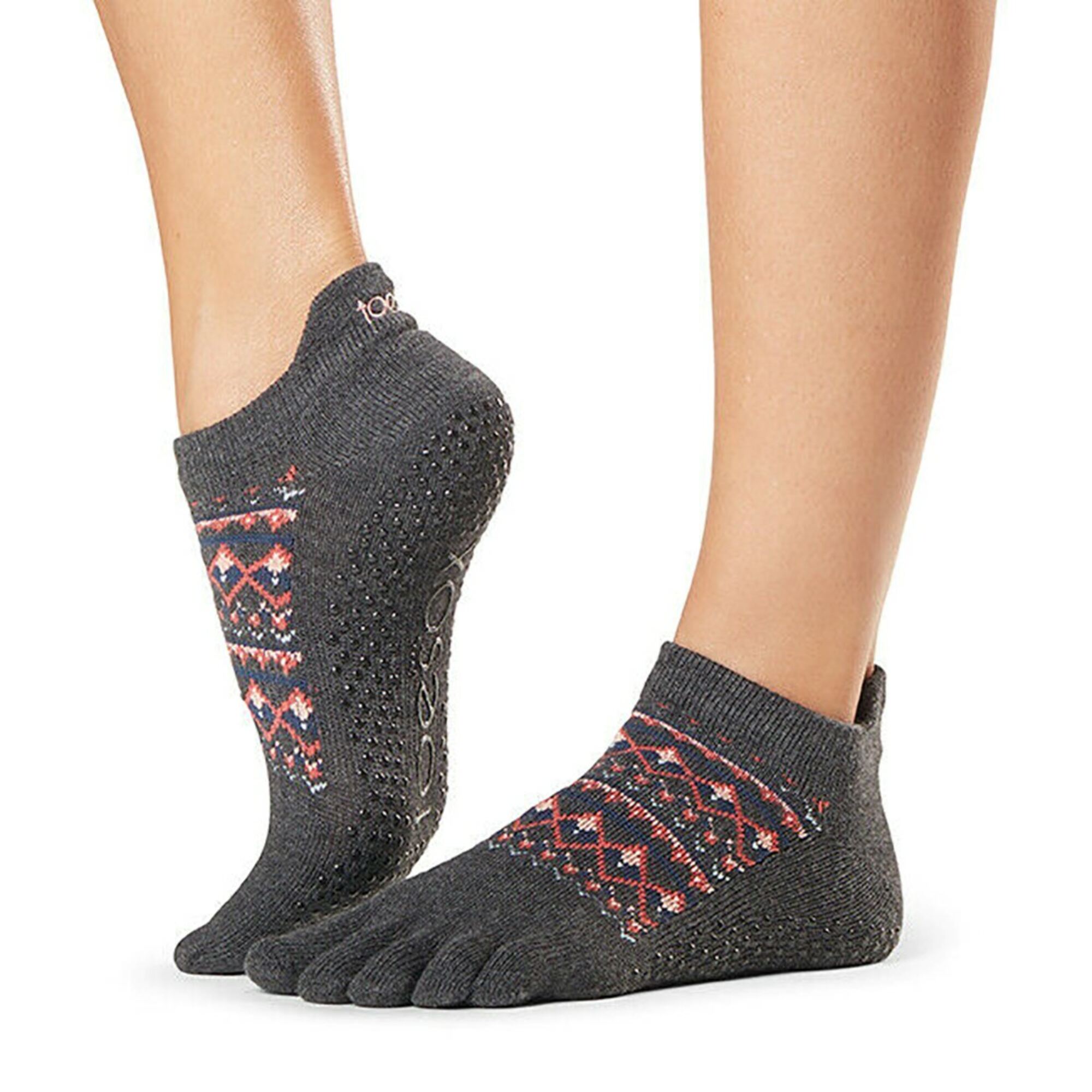 ToeSox Full Toe Organic Cotton Low Rise Yoga Socks In Fuchsia