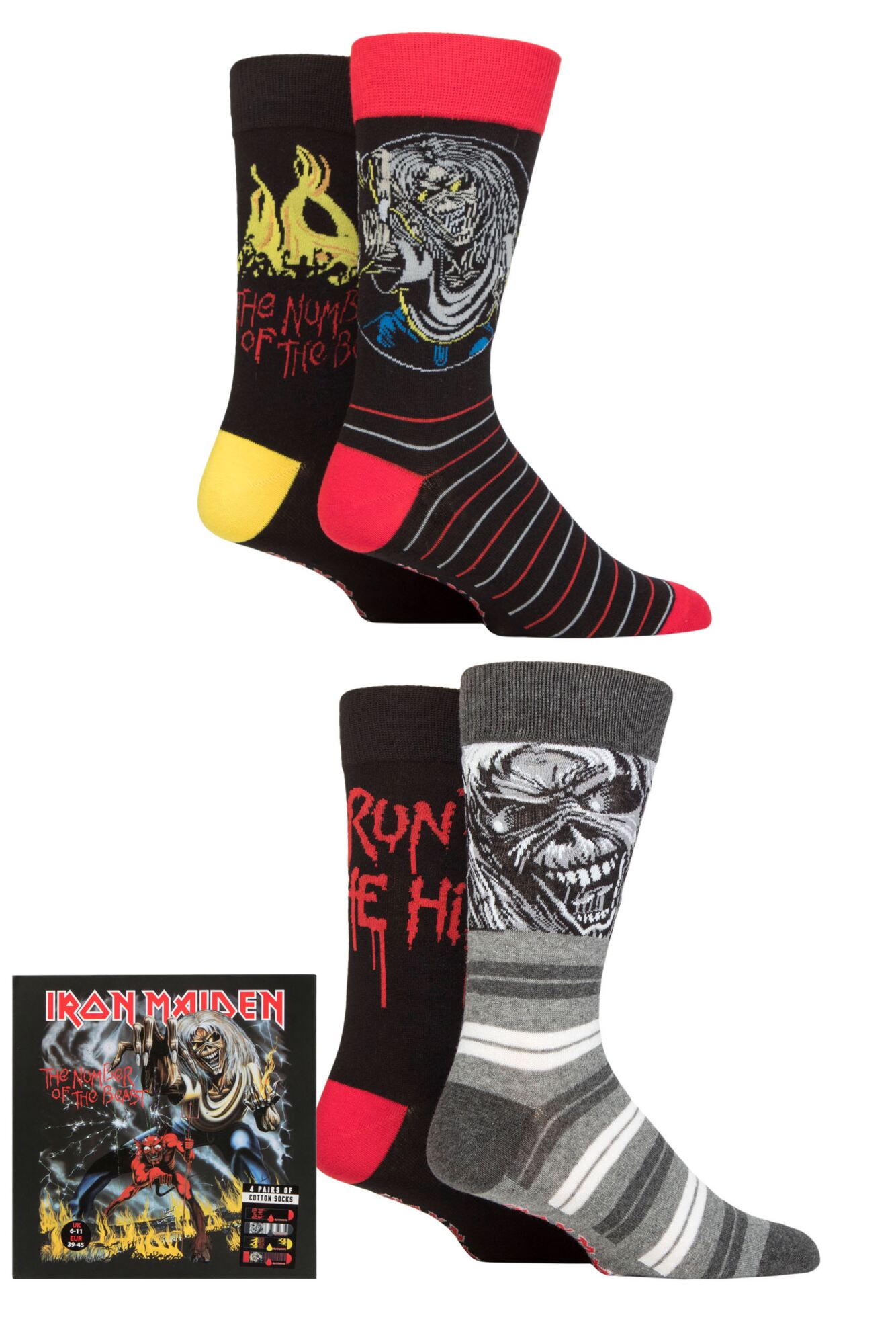 Iron Maiden 4 Pair Exclusive to SOCKSHOP The Number of the Beast Gift ...