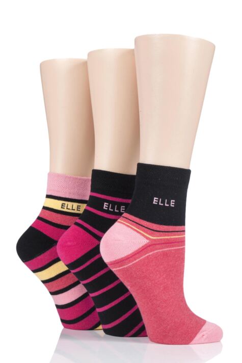 Ladies Elle Striped Cotton Ankle Socks from SockShop