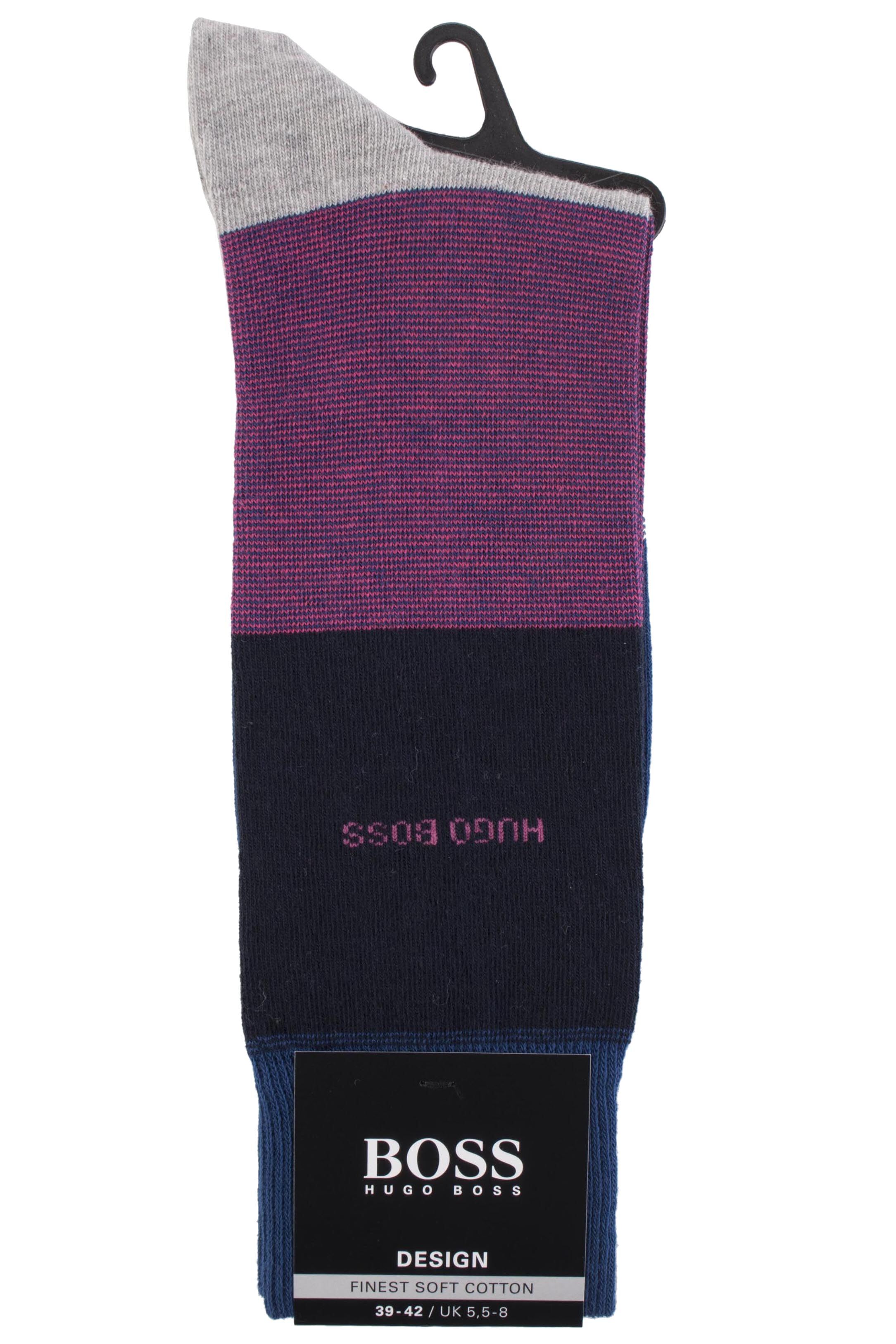 Mens 1 Pair Hugo Boss Banded Striped Combed Cotton Socks In 2 Colours ...