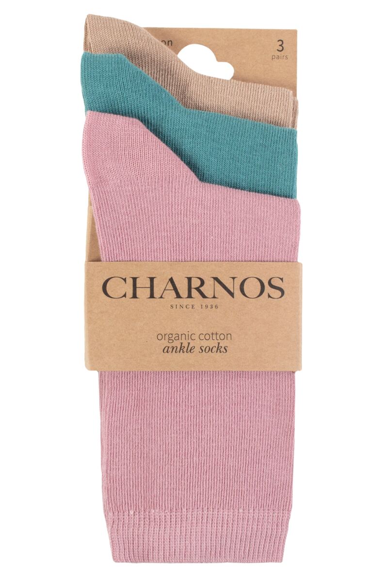 Ladies 3 Pair Charnos Organic Cotton Ankle Socks from SockShop