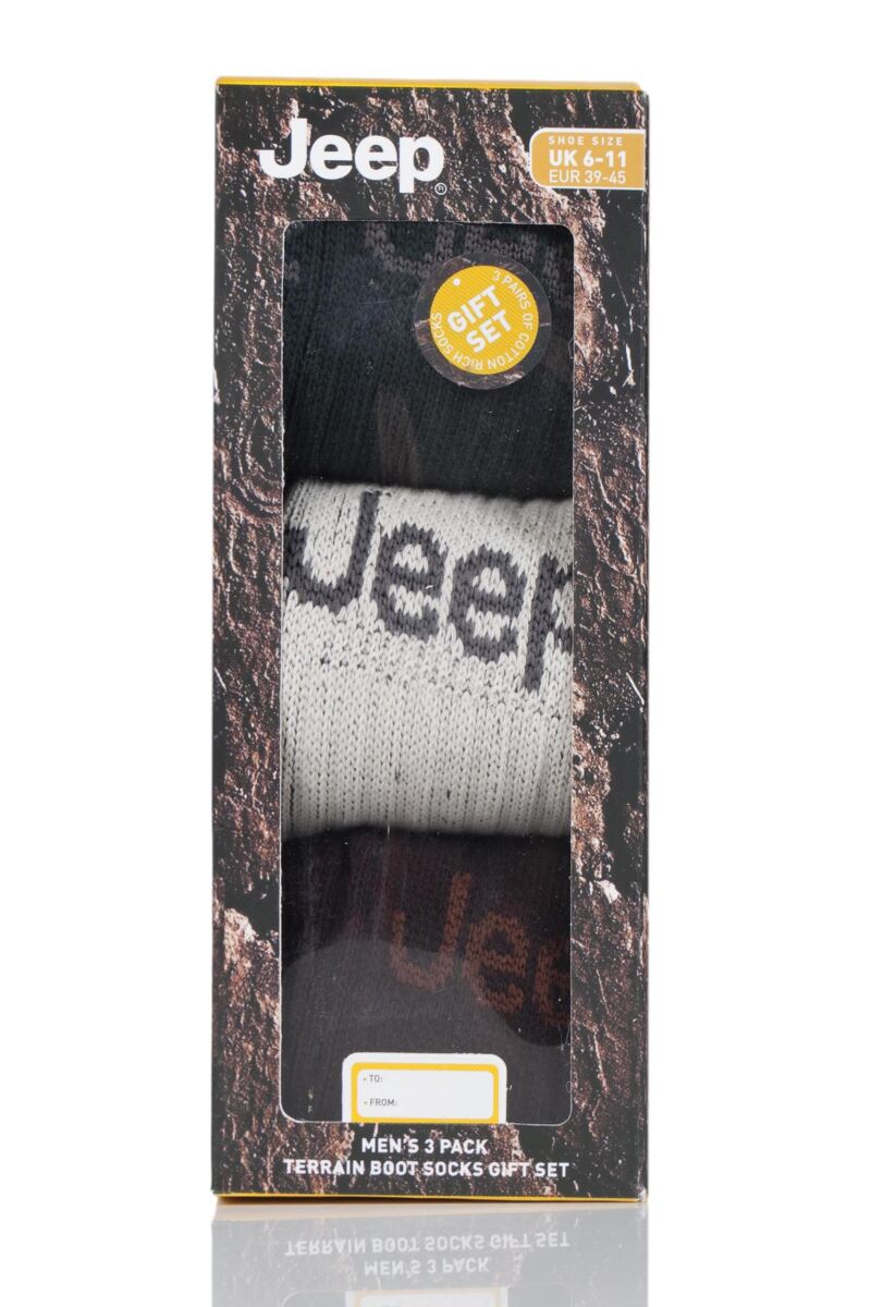 Mens 3 Pair Jeep Luxury Terrain Socks Gift Box from SockShop