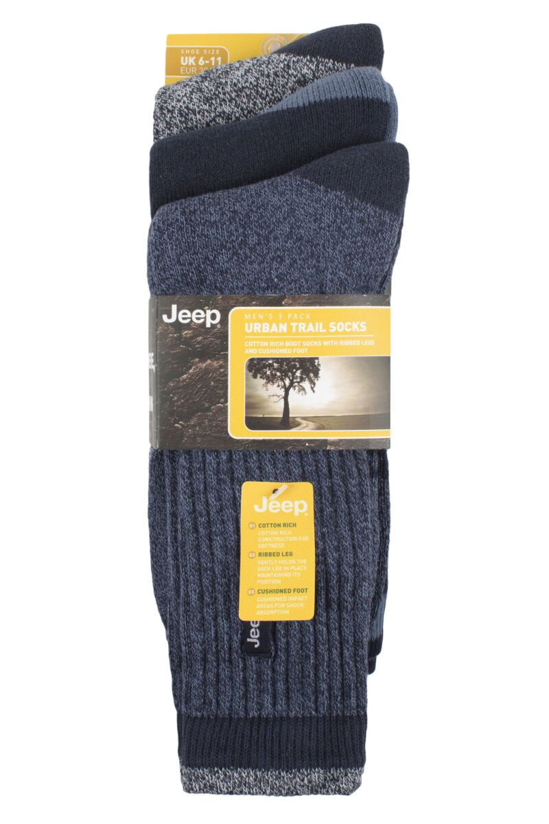 Mens 3 Pair Jeep Terrain Leisure Socks from SockShop