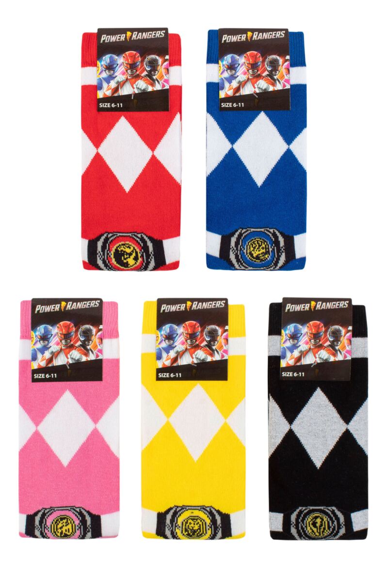 Mens and Ladies 5 Pair SOCKSHOP Power Rangers Cotton Socks from SockShop