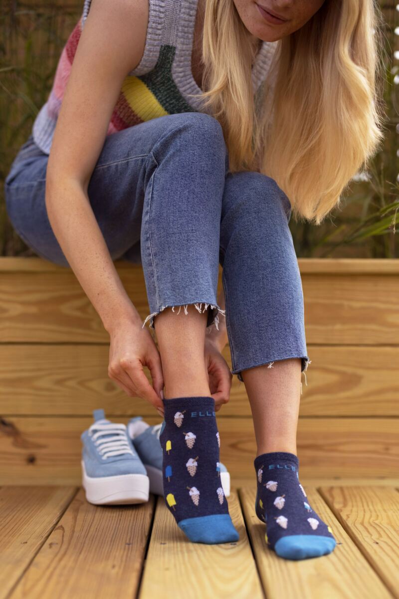 Ladies Elle Patterned Cotton No Show Socks | SOCKSHOP