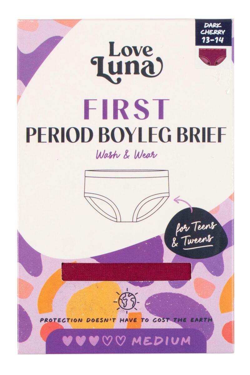Girls and Teens 1 Pair Love Luna First Period Boyleg Briefs from SockShop