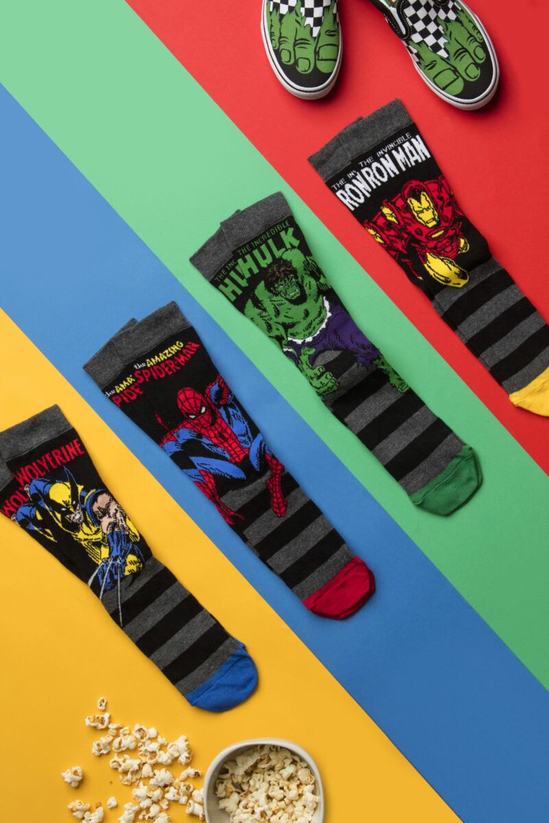 Kids Marvel Comics Mix Hulk, Spider-Man, Iron Man & Wolverine Socks