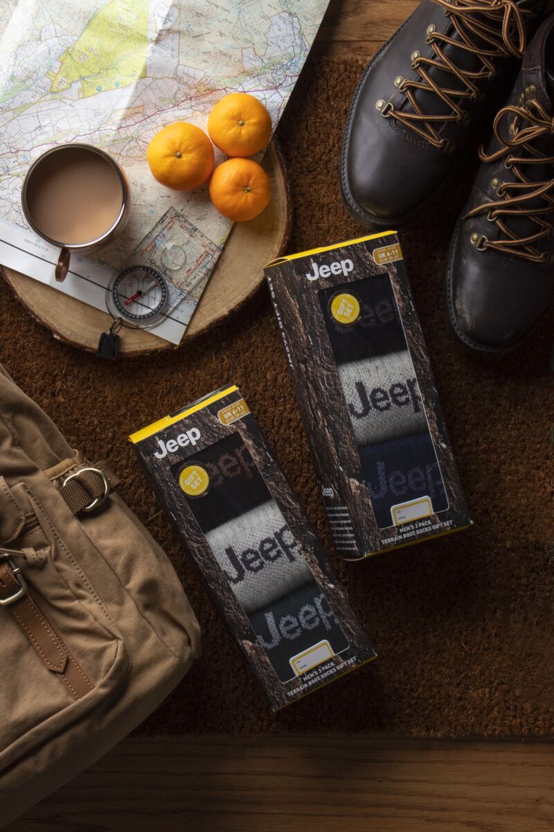 Mens 3 Pair Jeep Luxury Terrain Socks Gift Box from SockShop