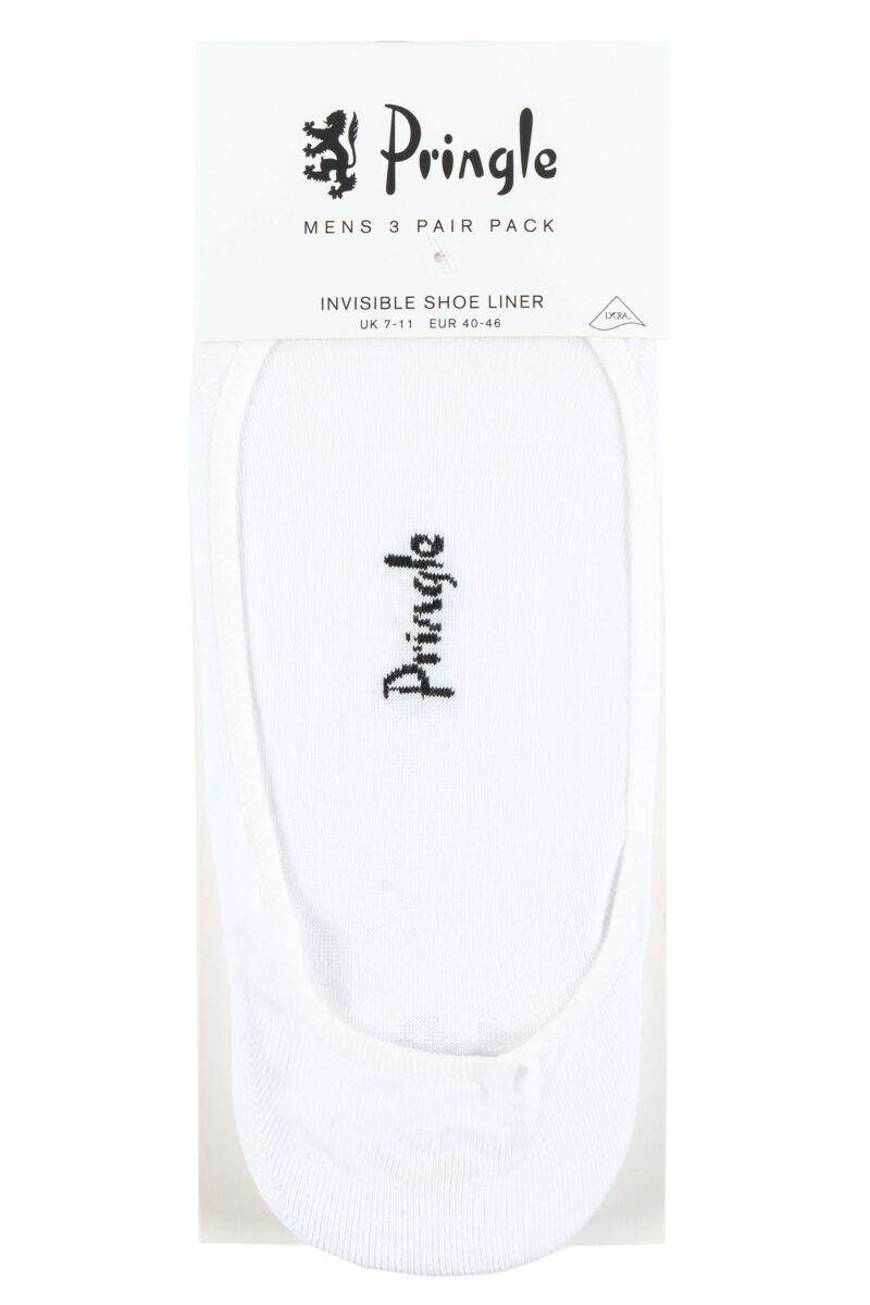 Mens 3 Pair Pringle Gourock Cotton Invisible Shoe Liners