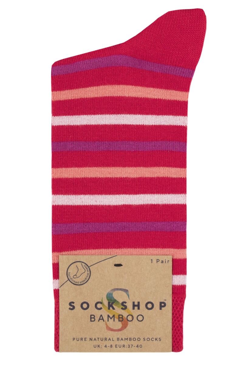 Striped Colour Burst Bamboo Socks with Smooth Toe Seams