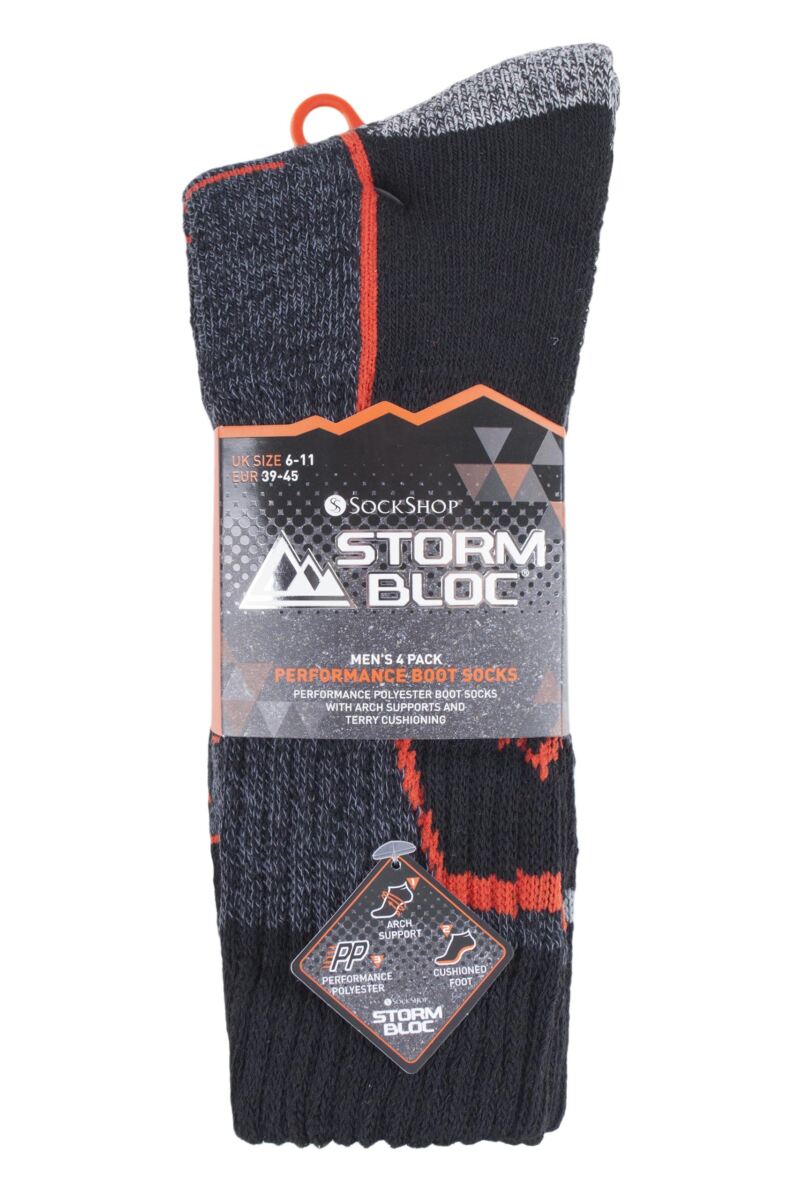 Mens 4 Pair Storm Bloc Technical Boot Socks from SOCKSHOP