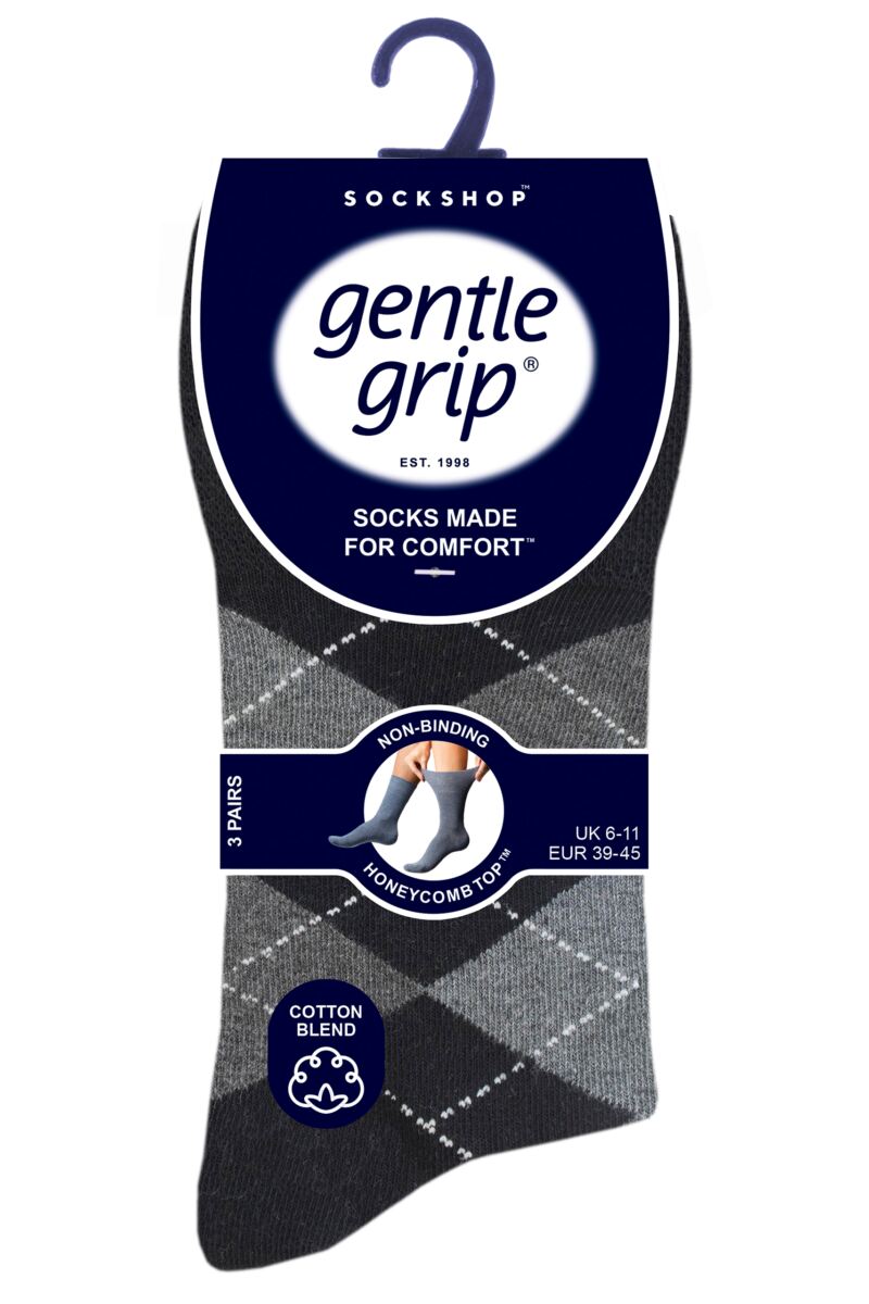 Mens Gentle Grip Argyle Cotton Socks from SOCKSHOP