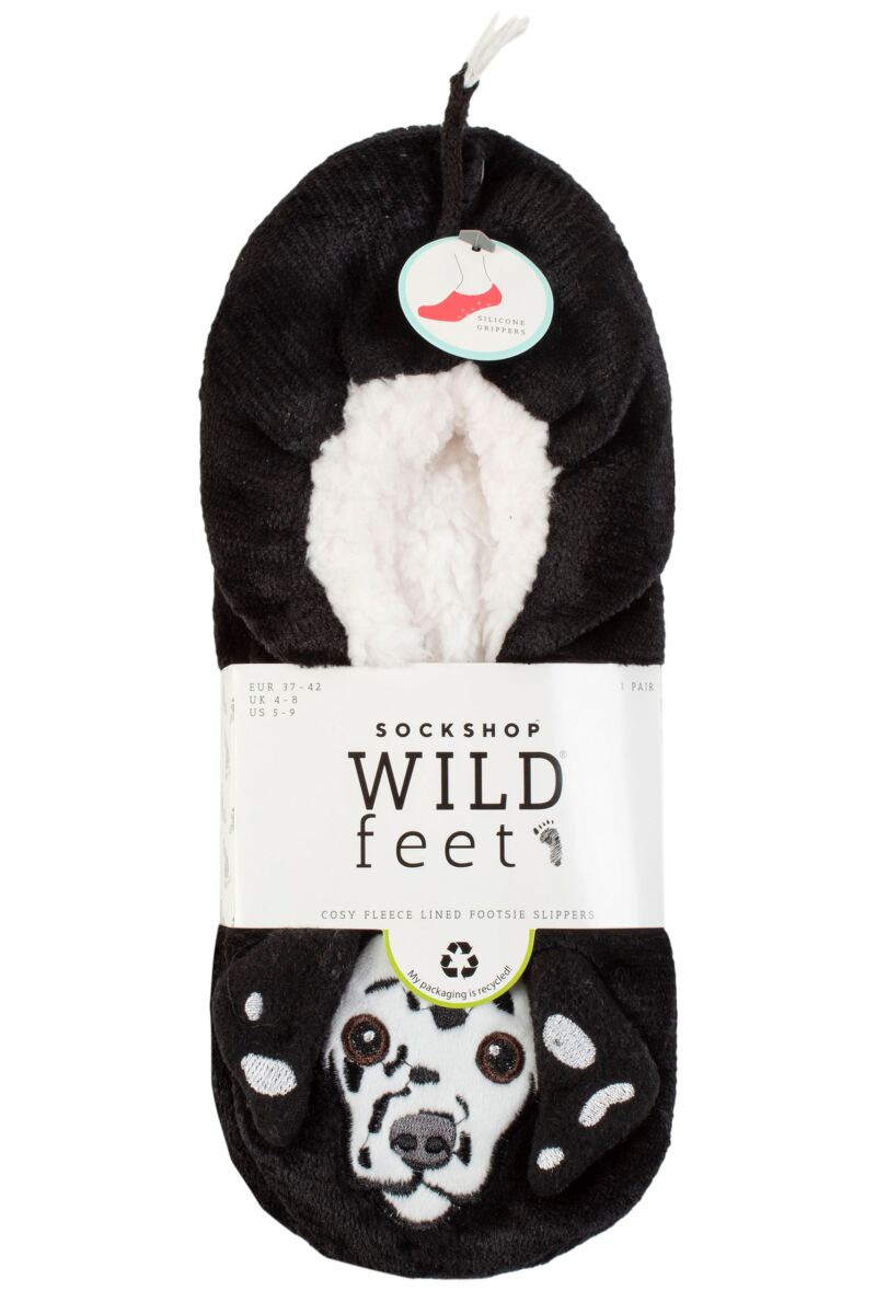 Ladies 1 Pair SOCKSHOP Wild Feet Fleece Lined Fluffy 3D Slippers from ...