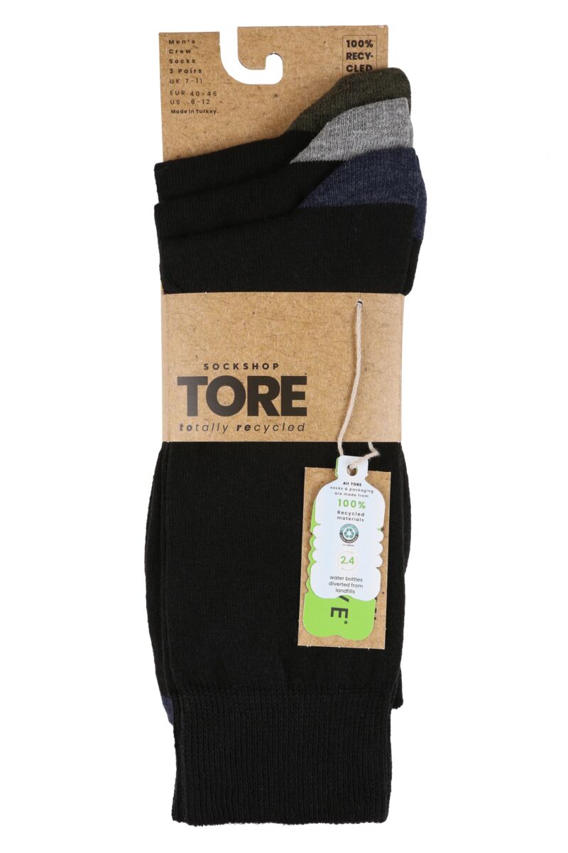 Mens 3 Pair SOCKSHOP TORE 100% Recycled Heel and Toe Cotton Socks from ...