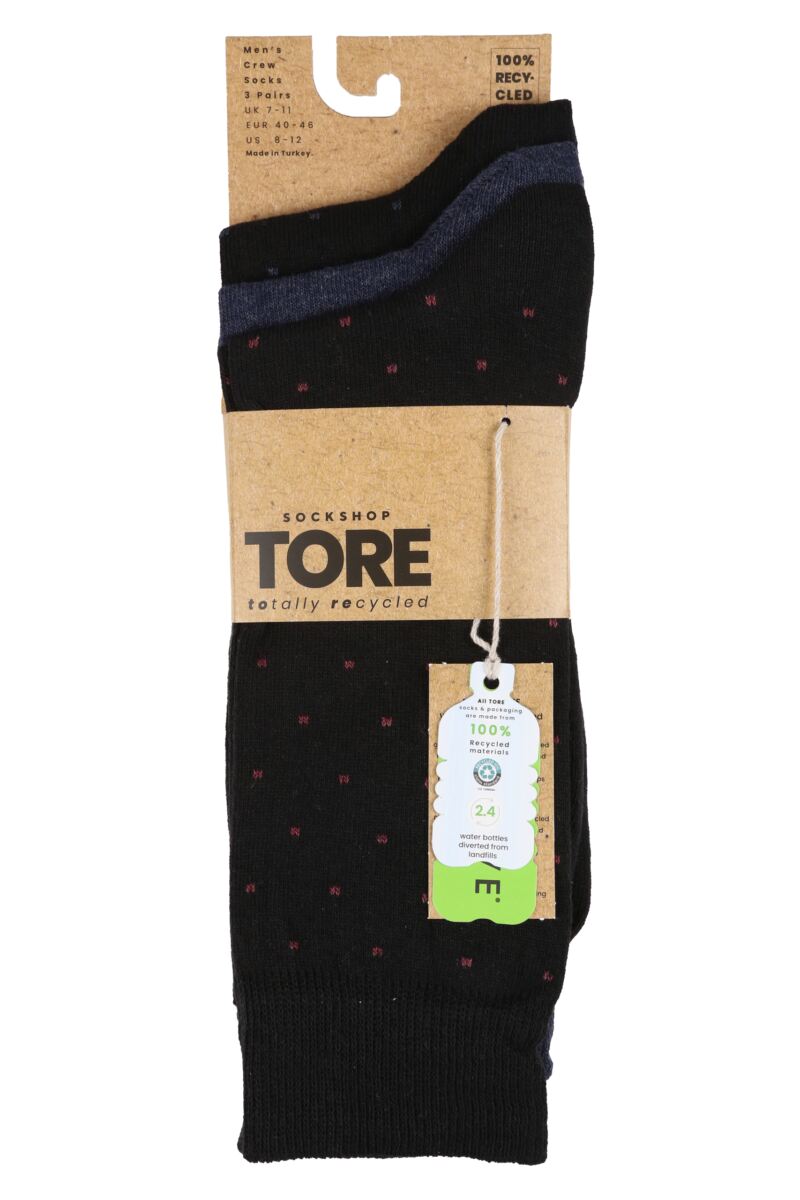 Mens 3 Pair SOCKSHOP TORE 100% Recycled Dots Cotton Socks from SockShop