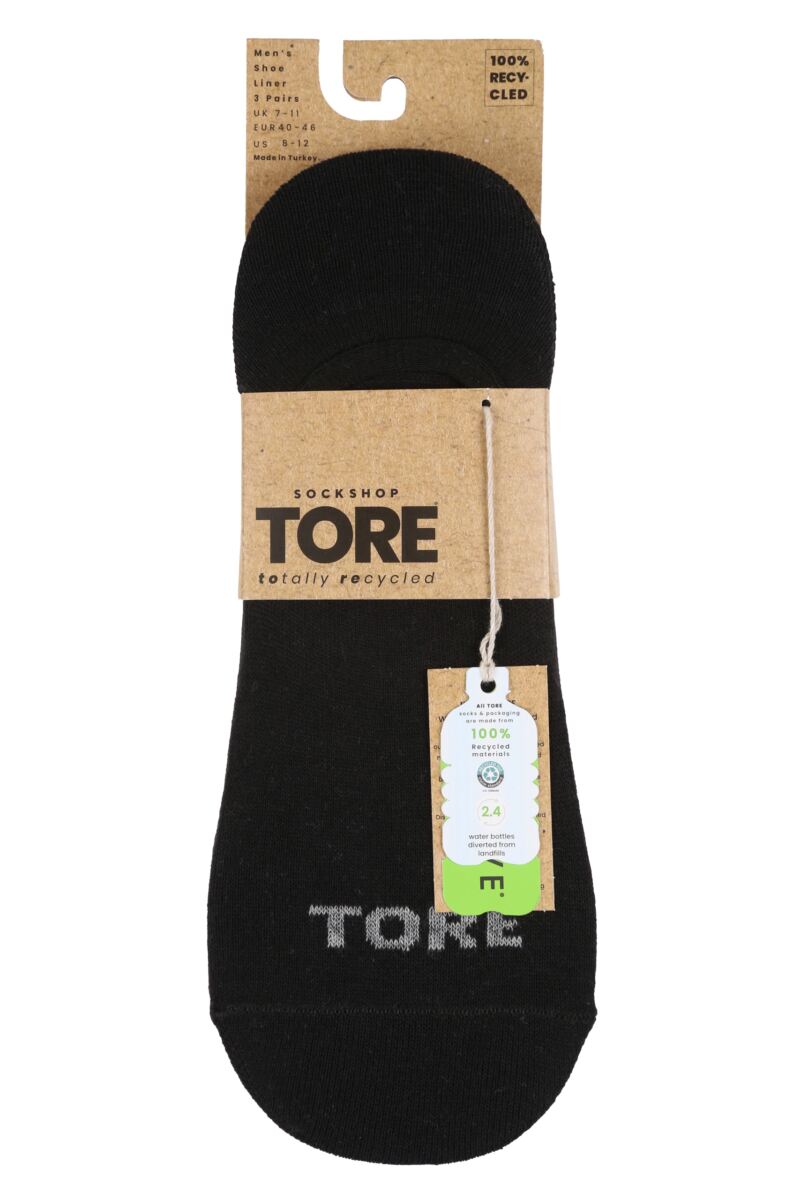 Mens 3 Pair SOCKSHOP TORE 100% Recycled Plain Cotton High Cut Ped Socks ...