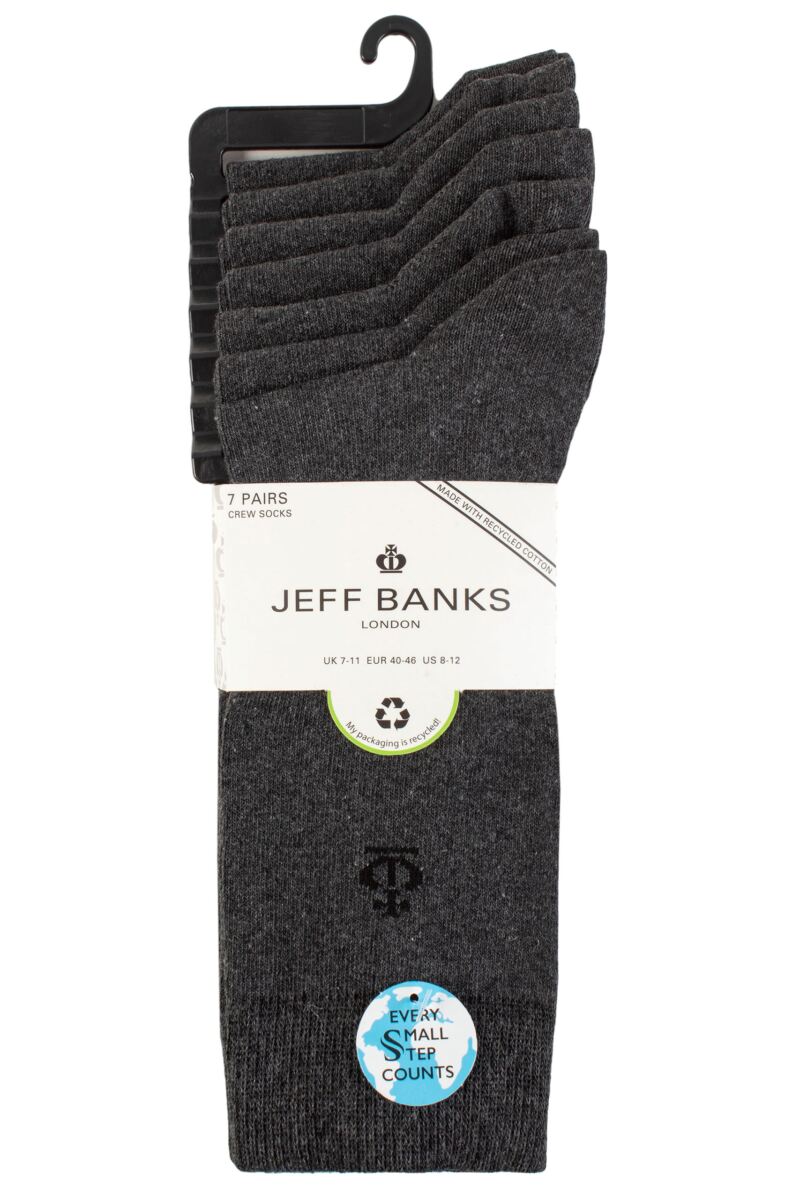 Mens 7 Pair Jeff Banks Plain Recycled Cotton Socks from SockShop