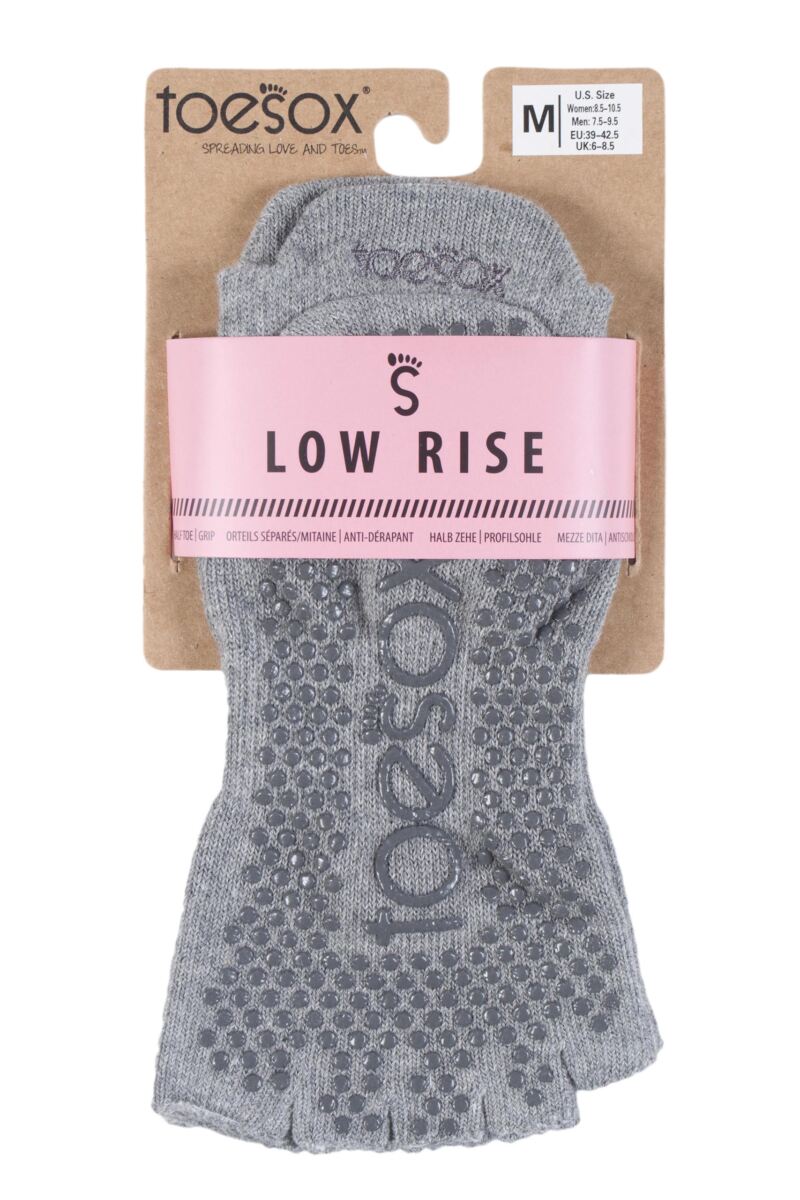 ToeSox Half Toe Organic Cotton Low Rise Yoga Socks In Black