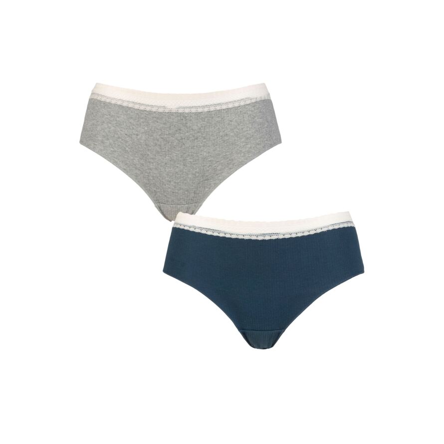 Ladies 2 Pack Sloggi GO Ribbed Hipster Briefs from SockShop