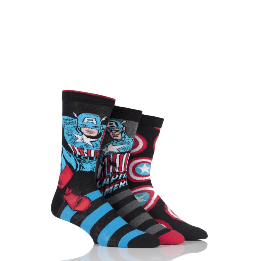 Mens SOCKSHOP Marvel Captain America Mix Cotton Socks