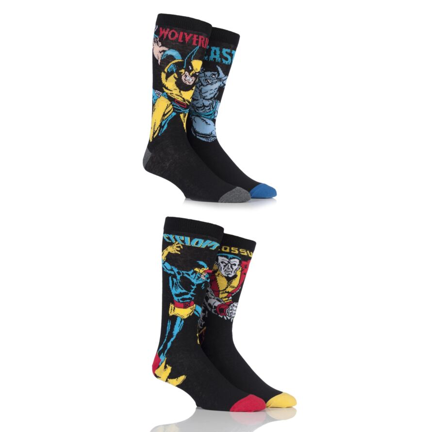 Marvel X-Men Wolverine, Beast, Cyclops and Colossus Cotton Socks