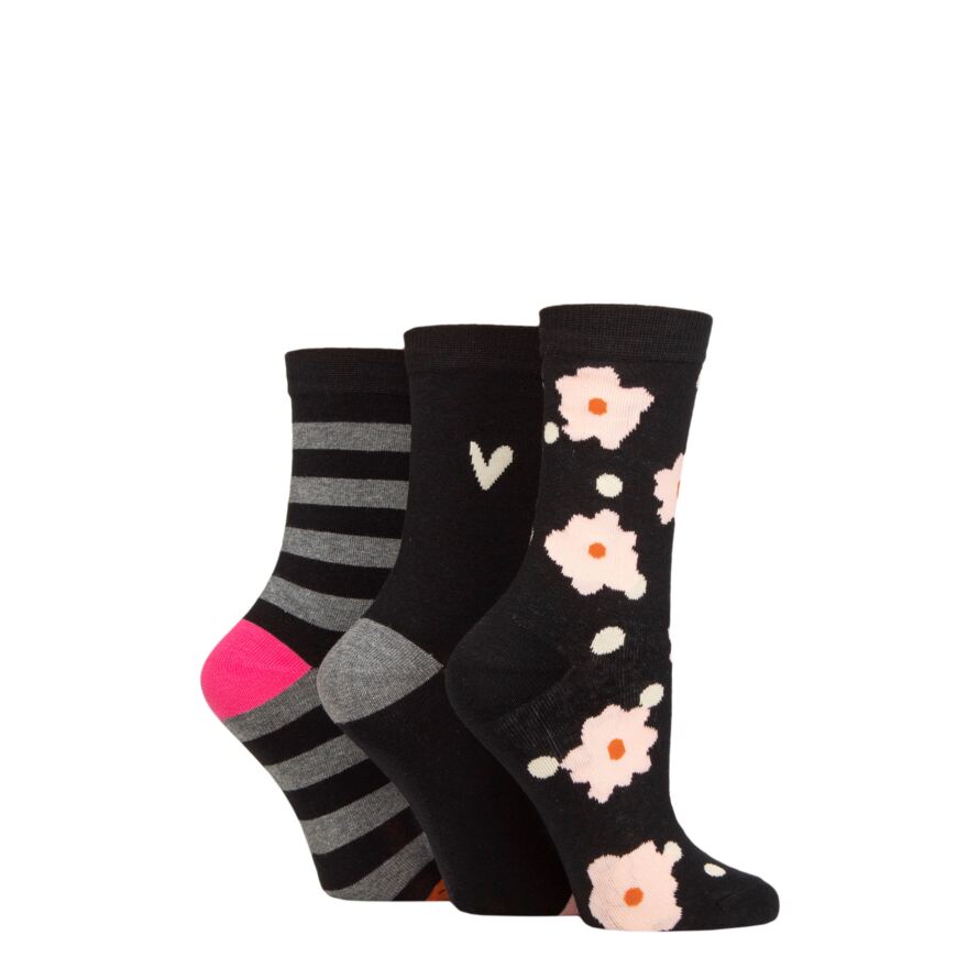 Ladies 3 Pair Caroline Gardner Patterned Cotton Socks from SockShop