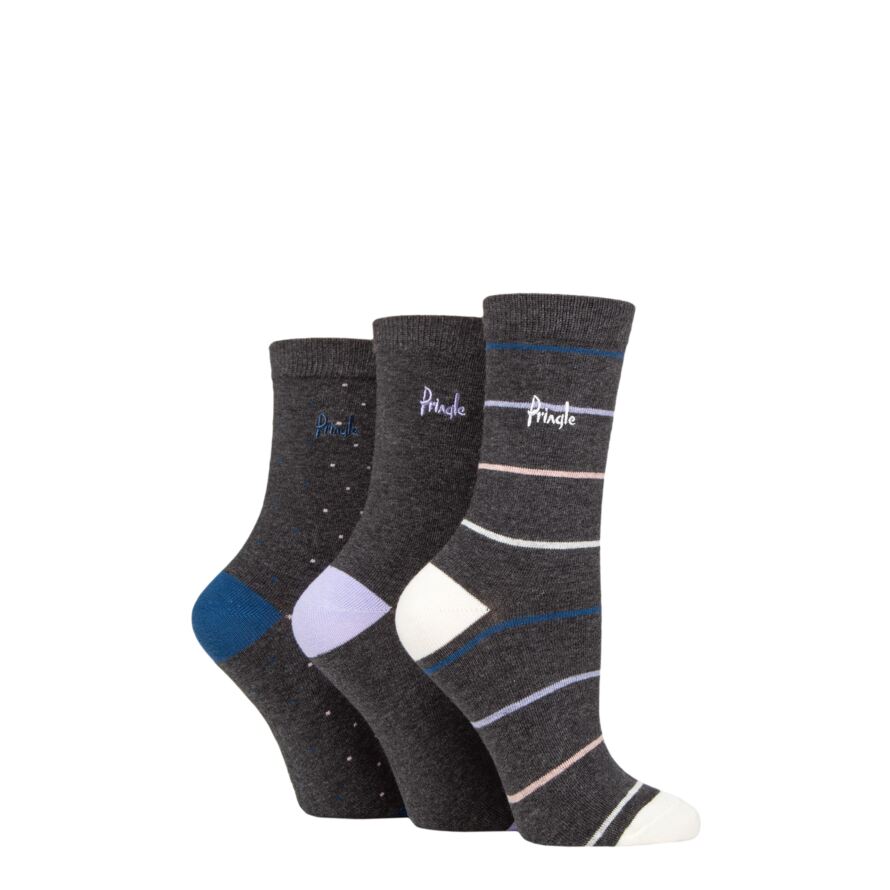 Ladies 3 Pair Pringle Patterned Cotton Socks from SockShop