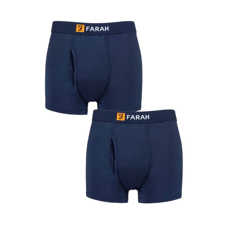 Mens 2 Pack Farah Striped and Plain Bamboo Keyhole Trunks from SockShop
