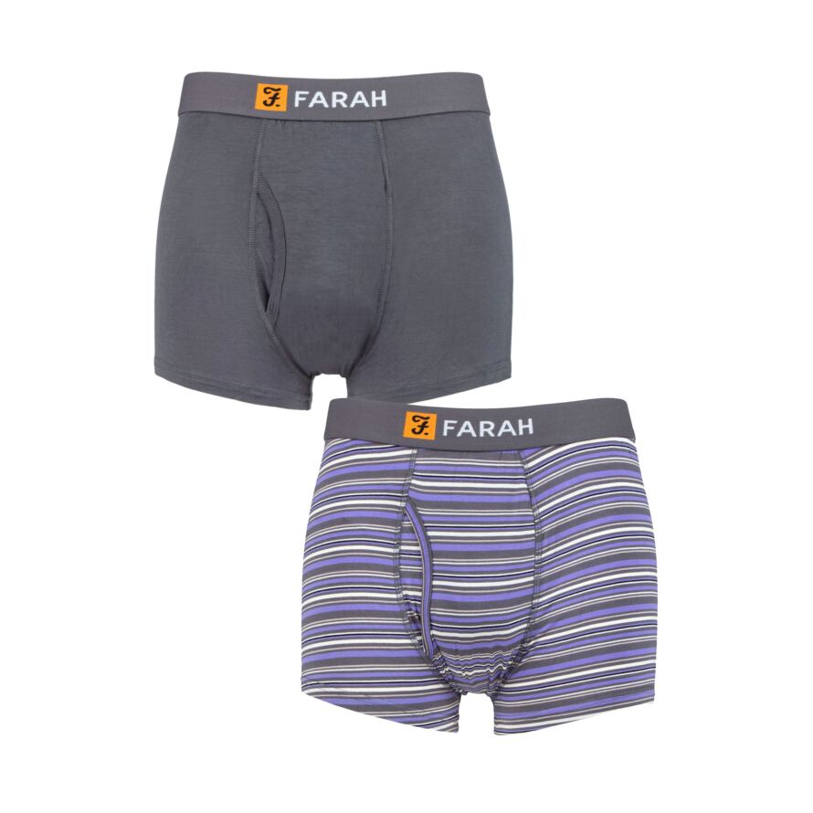 Mens 2 Pack Farah Striped and Plain Bamboo Keyhole Trunks from SockShop
