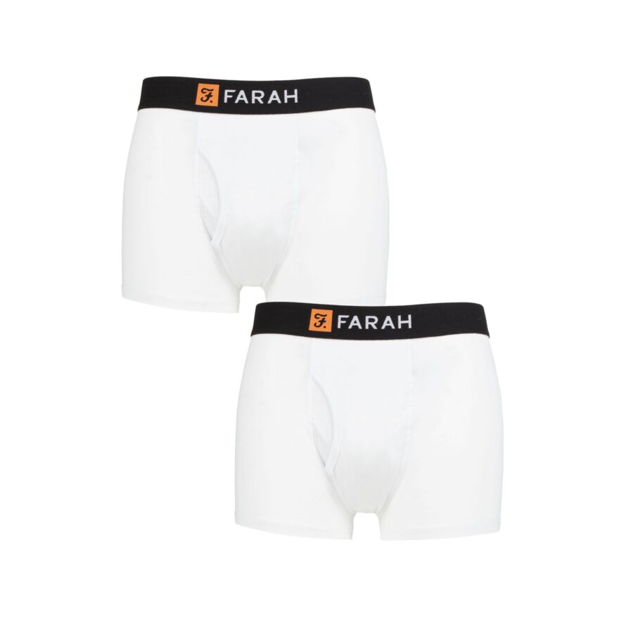 Mens 2 Pack Farah Plain and Striped Cotton Classic Keyhole Trunks from ...