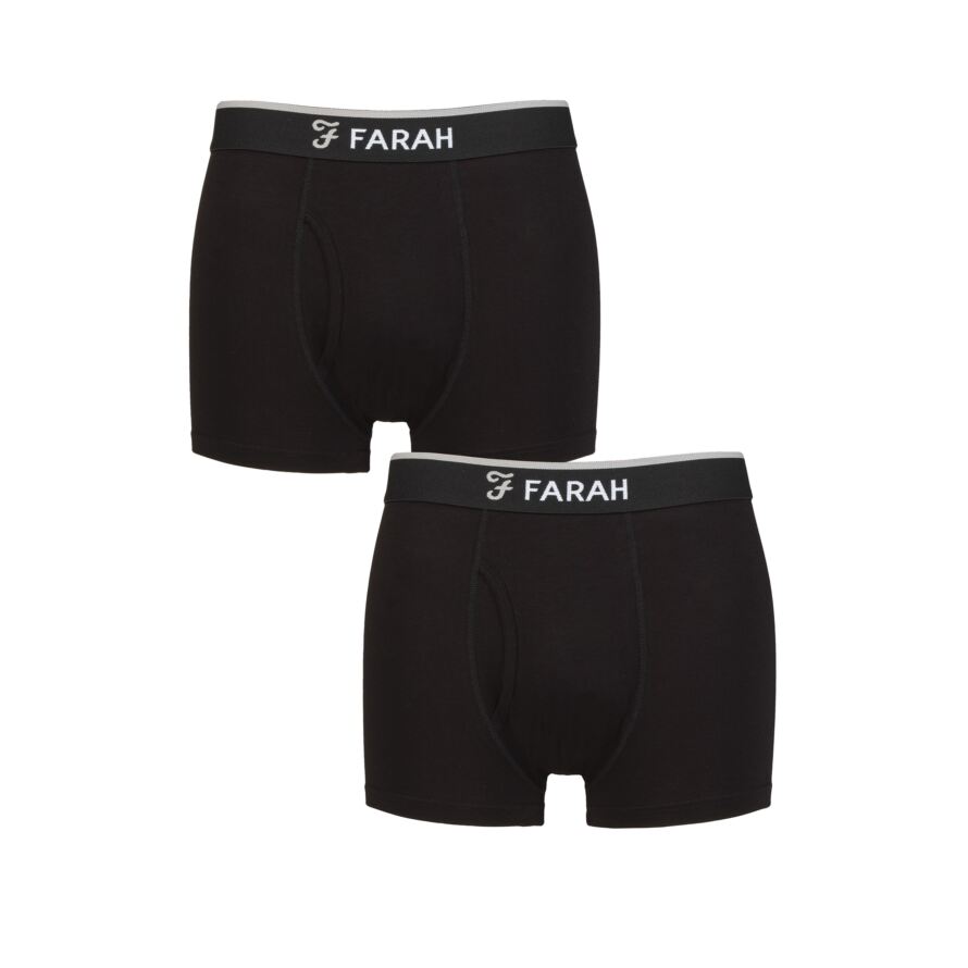 Mens 2 Pair Farah Plain and Stripe Bamboo Keyhole Trunks