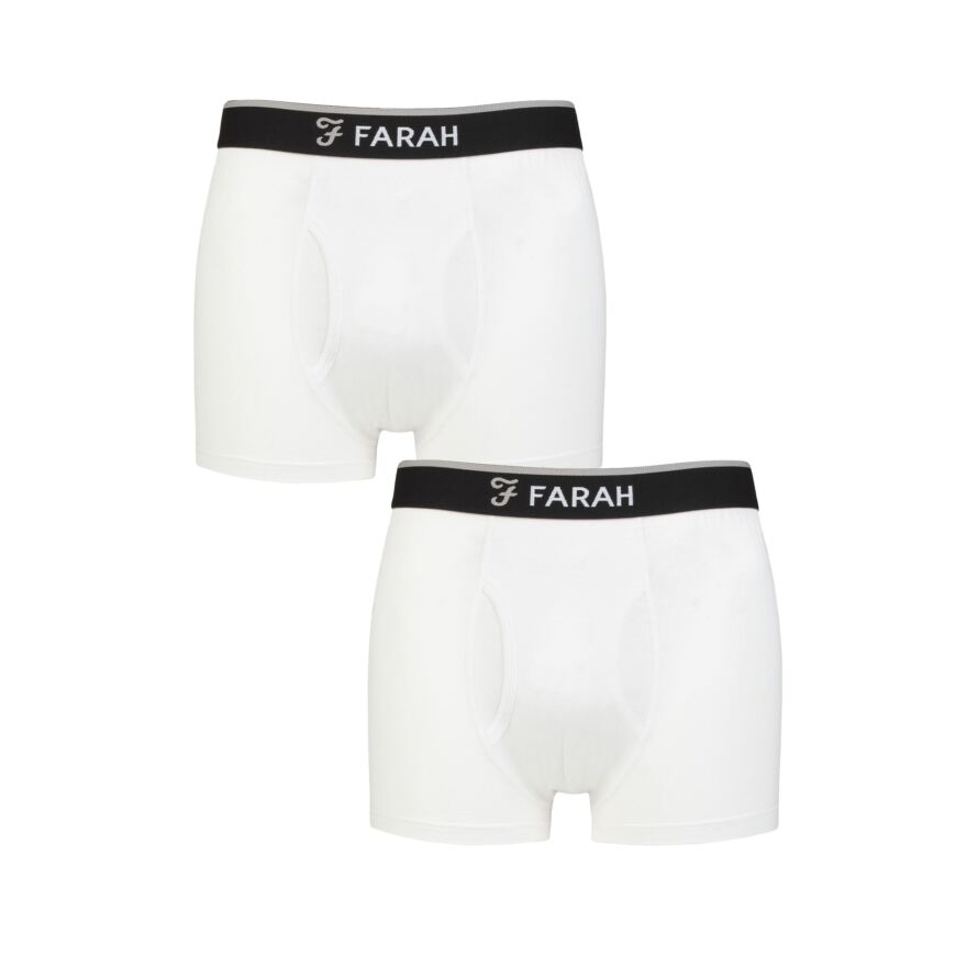 Mens 2 Pair Farah Plain and Stripe Bamboo Keyhole Trunks
