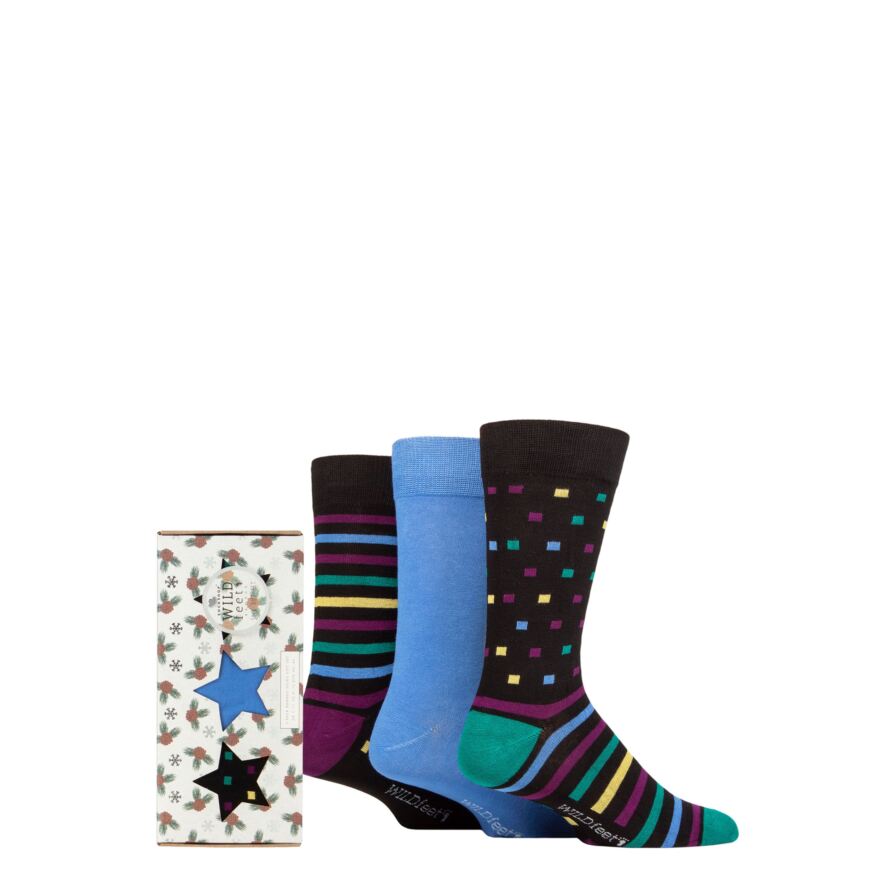 Mens 3 Pair SOCKSHOP Wildfeet Star Gift Boxed Bamboo Socks from SOCKSHOP