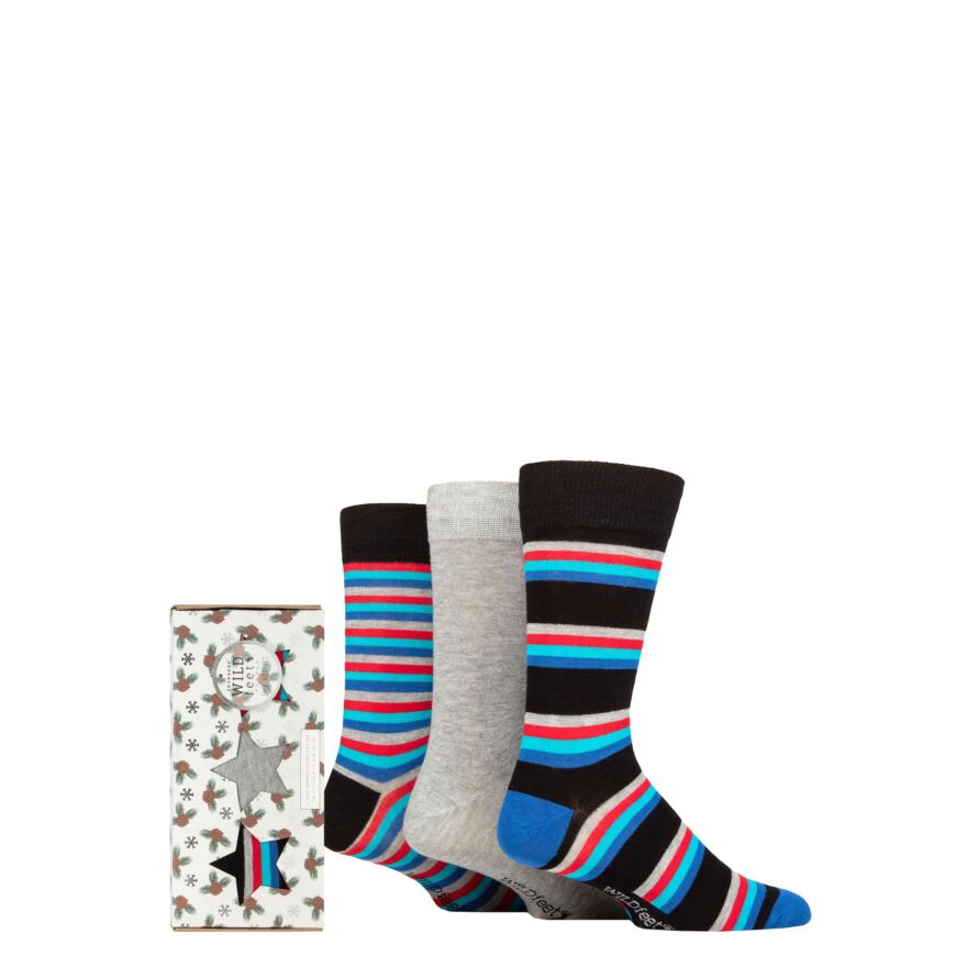 Mens 3 Pair SOCKSHOP Wildfeet Star Gift Boxed Bamboo Socks from SOCKSHOP