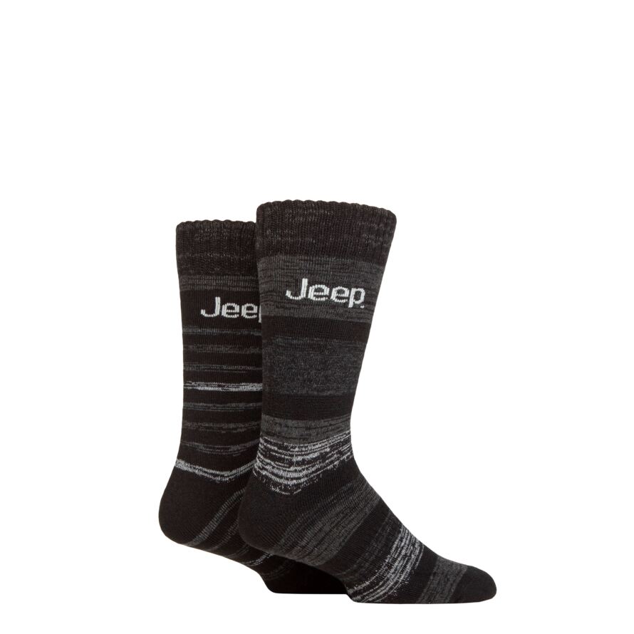 Mens 2 Pair Jeep Thermal Striped Boot Socks