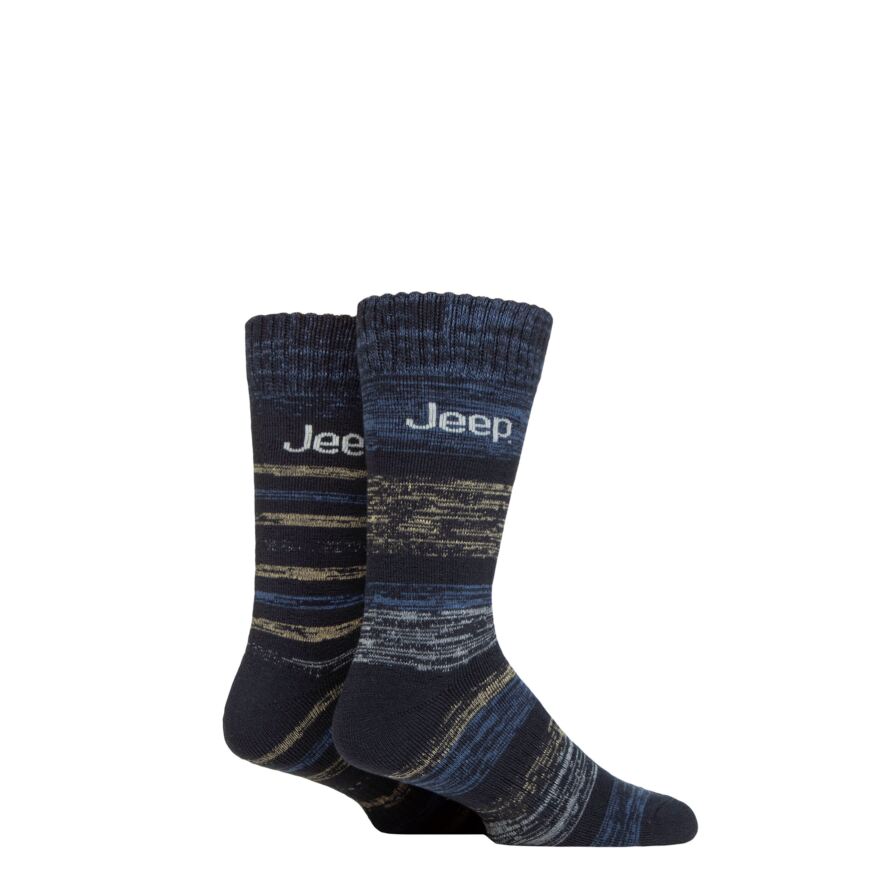 Mens 2 Pair Jeep Thermal Striped Boot Socks