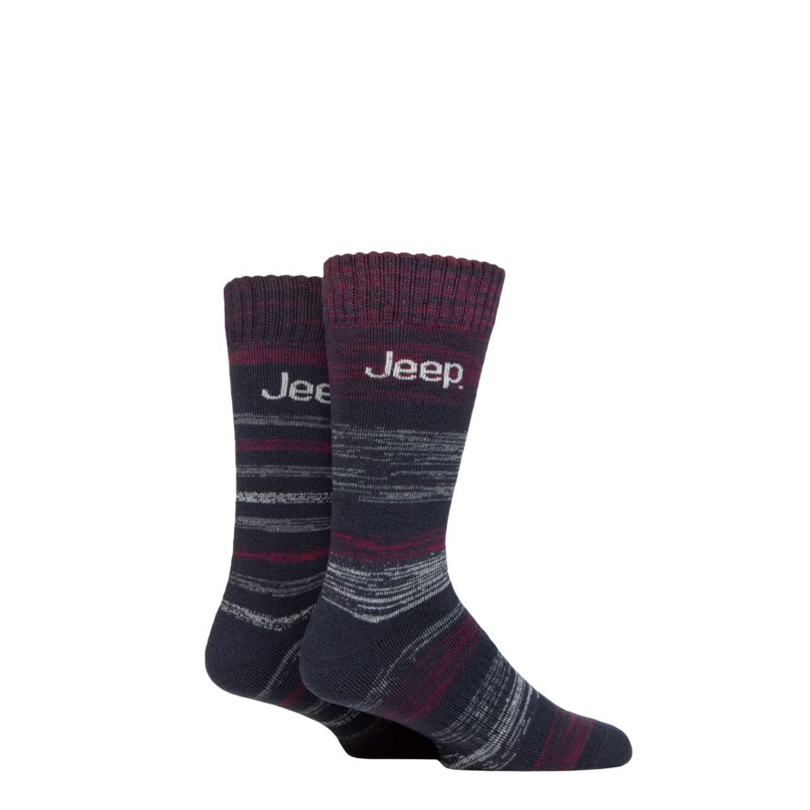 Mens 2 Pair Jeep Thermal Striped Boot Socks