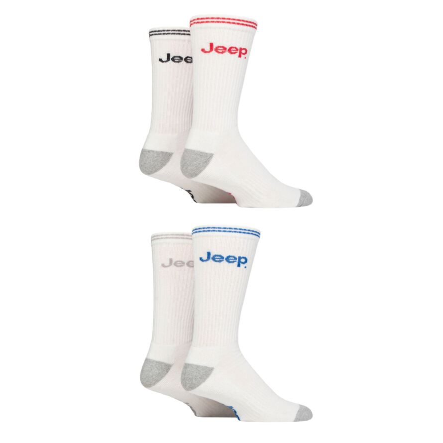 Mens 4 Pair Jeep Cushioned Crew Sports Socks