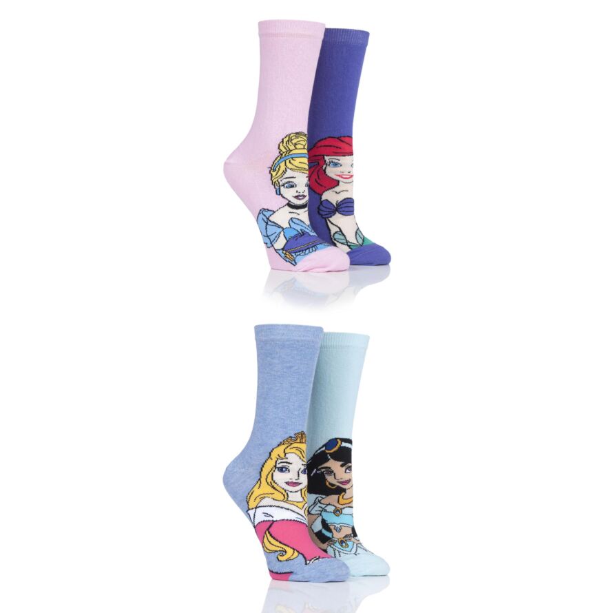 Ladies 4 Pair SOCKSHOP Disney Princesses Sleeping Beauty, Cinderella ...
